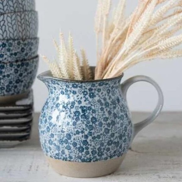 Accents | Nwt Handpainted Stoneware Pitcher With Floral Print | Poshmark